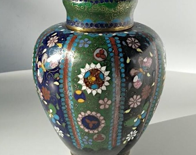 Antique Japanese Covered Jar : Cloisonne Enamel Jar, Floral Cloisonne ...