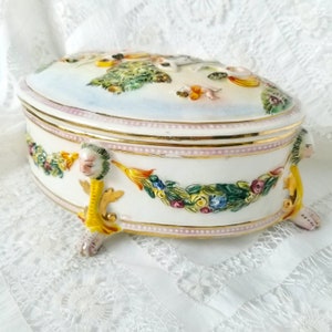 Capodimonte Oval Box, Italian Ardalt Vintage Porcelain Box, Large ...