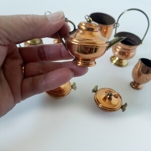 Copper Miniature Pots, Vintage Toy Teapots, Pots, Italian Copper ...