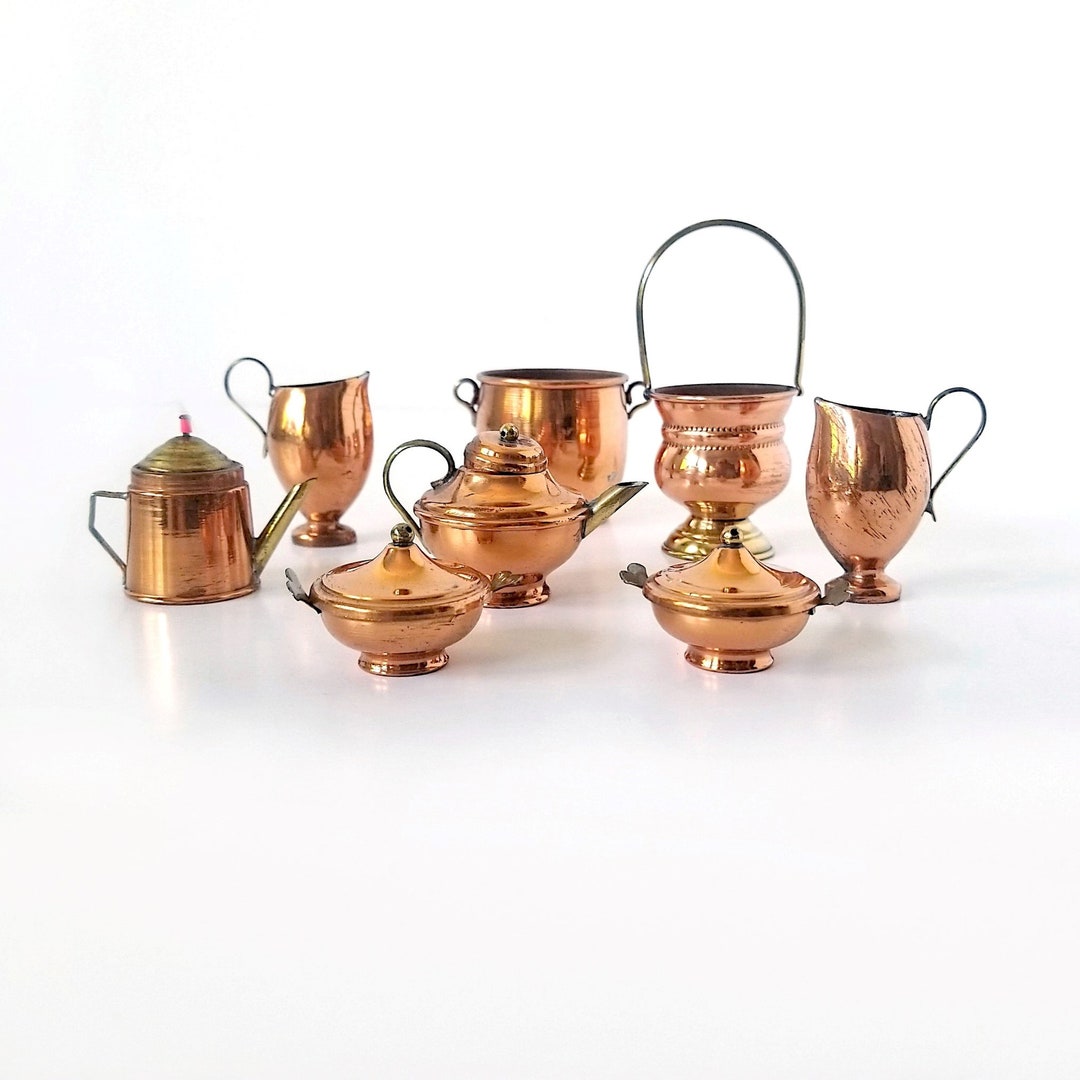 Copper Miniature Pots, Vintage Toy Teapots, Pots, Italian Copper ...