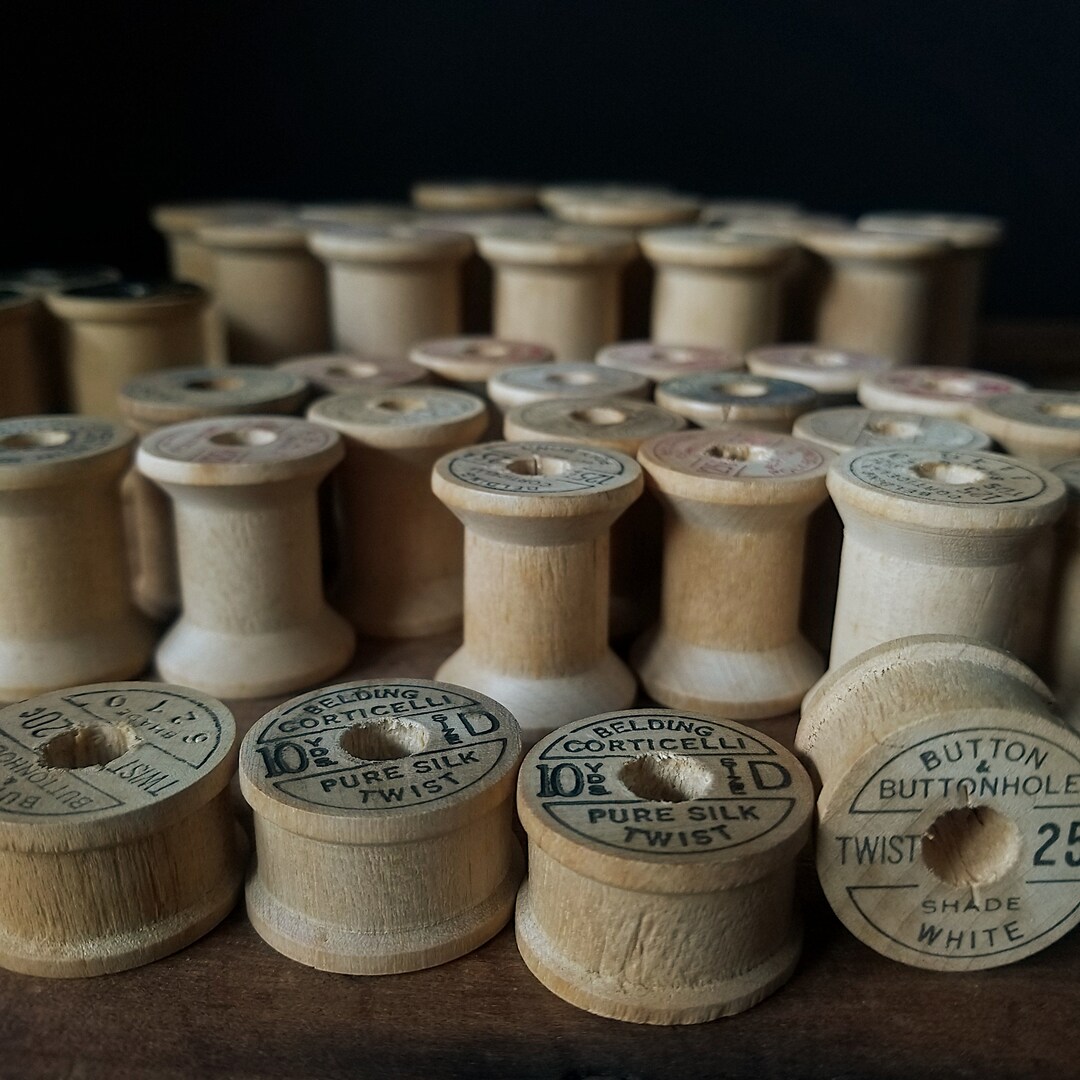 Vintage Wooden Spools, Various Sizes Empty Wooden Spools, Corticelli ...