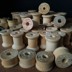 Vintage Wooden Spools, Various Sizes Empty Wooden Spools, Corticelli ...