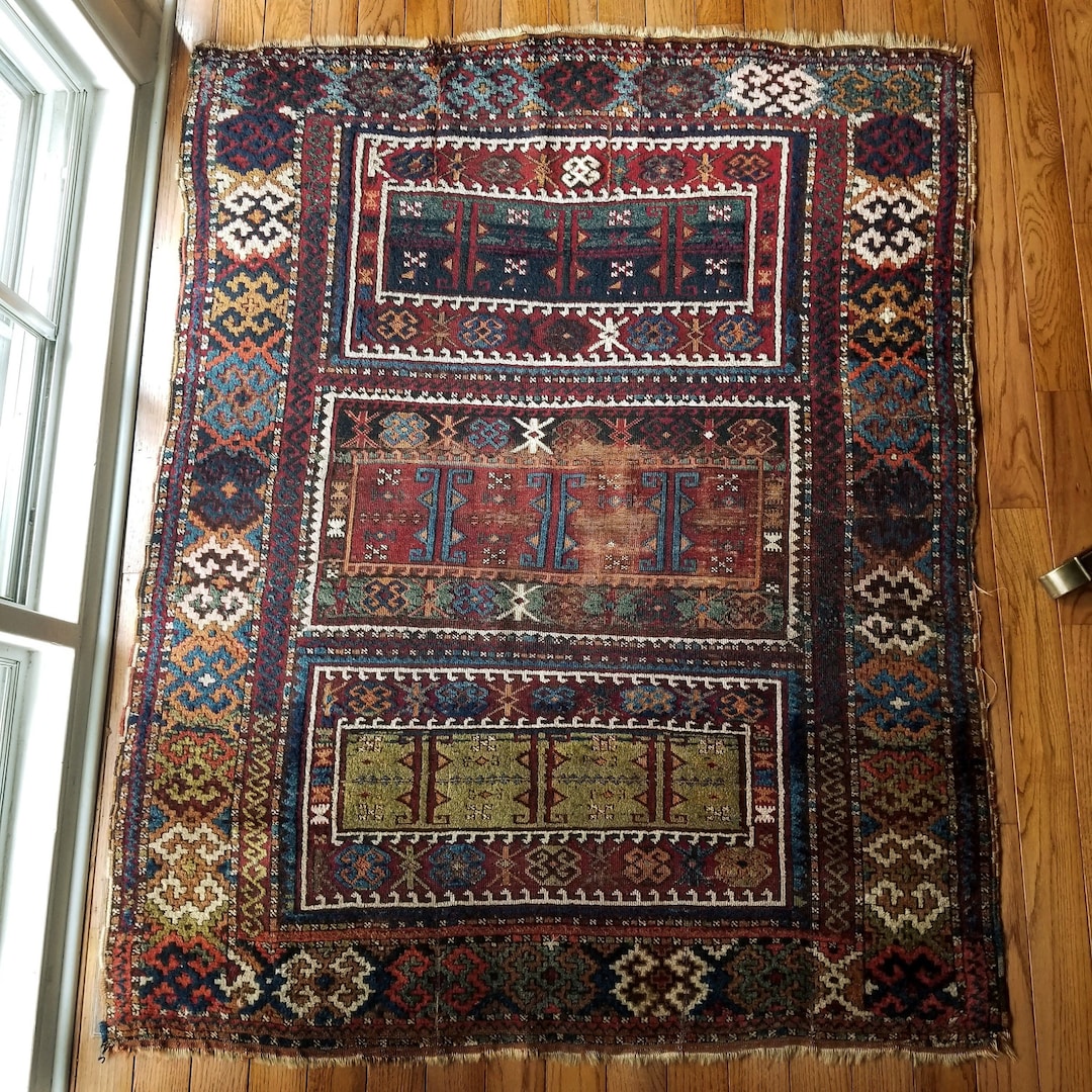 Antique East Anatolian Kurdish Rug, 4' X 5' Hand Knotted Middle Eastern ...