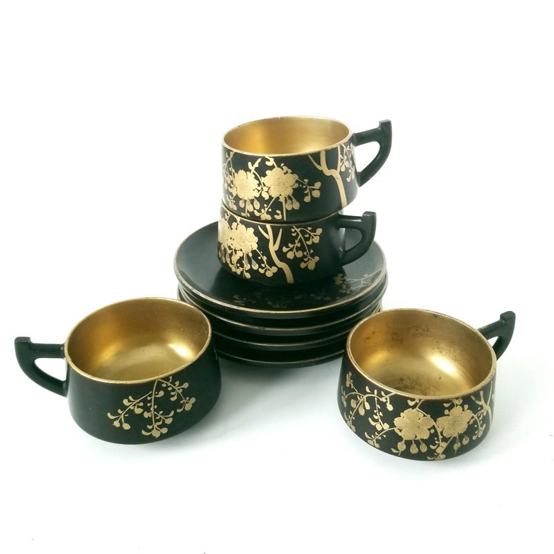 Black and Gold Tea Set - Etsy