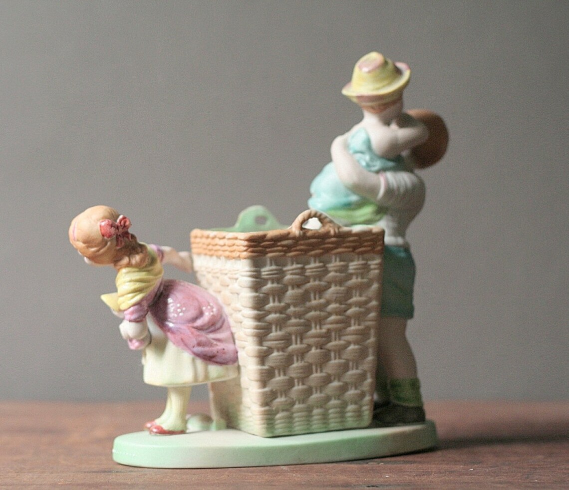 Porcelain Figurine, Children Playing With a Basket Nursery Decor - Etsy