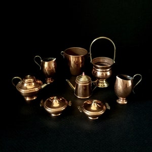 Copper Miniature Pots, Vintage Toy Teapots, Pots, Italian Copper ...