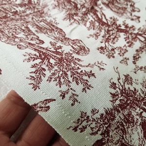 Toile Fabric, Burgundy Toile, Reddish Brown Toile Fabric, French Toile ...