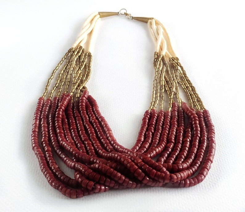 Vintage Boho Necklace Multi-strand Necklace Beaded Necklace - Etsy