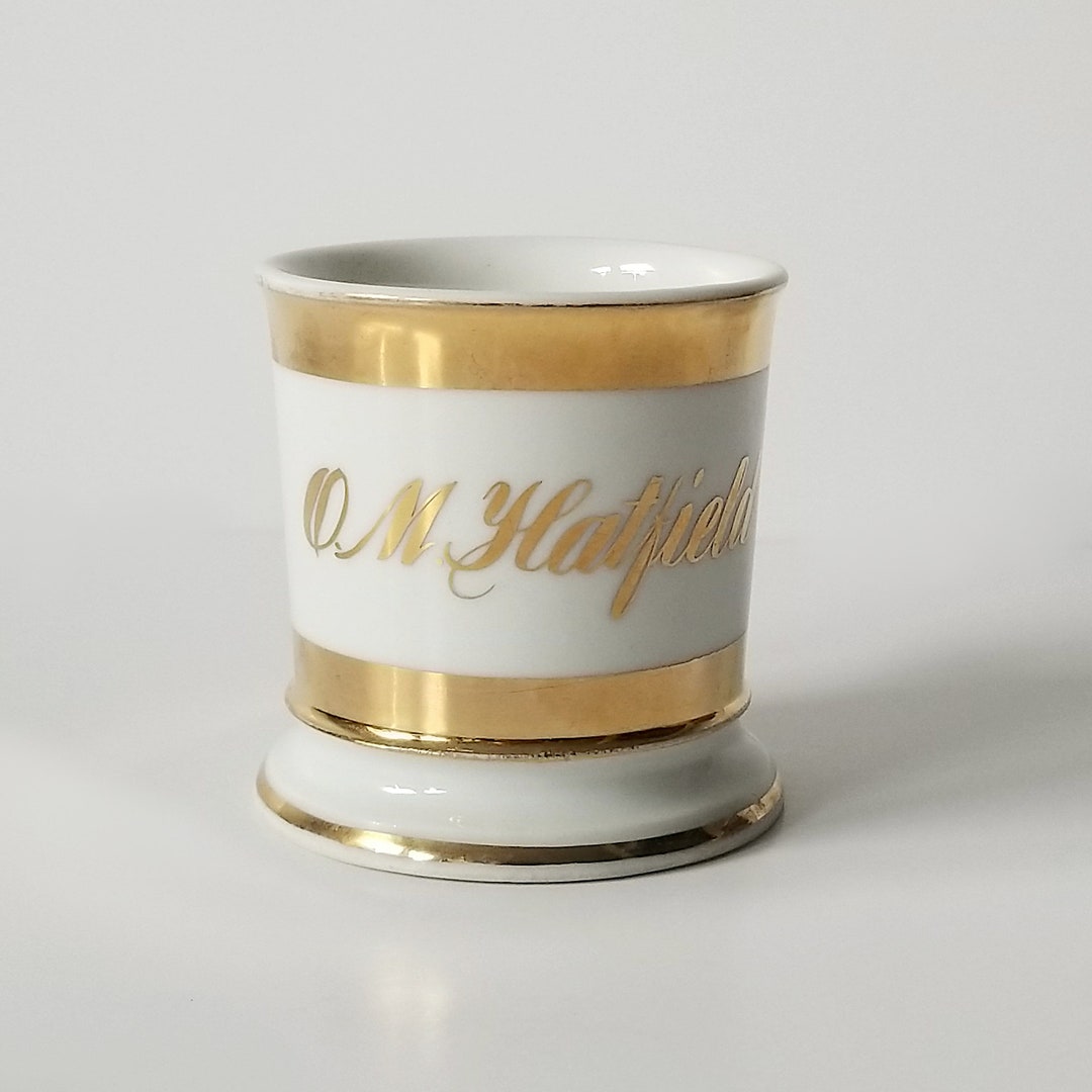 Antique Shaving Mug, Gold Bands, Ironstone Barber Mug, Hatfield ...