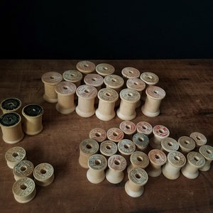 Vintage Wooden Spools, Various Sizes Empty Wooden Spools, Corticelli ...