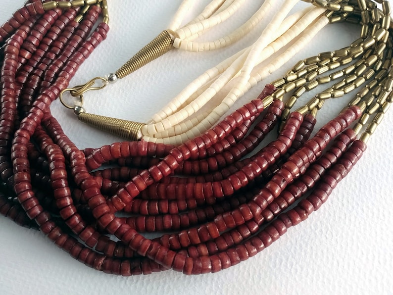 Vintage Boho Necklace Multi-strand Necklace Beaded Necklace - Etsy