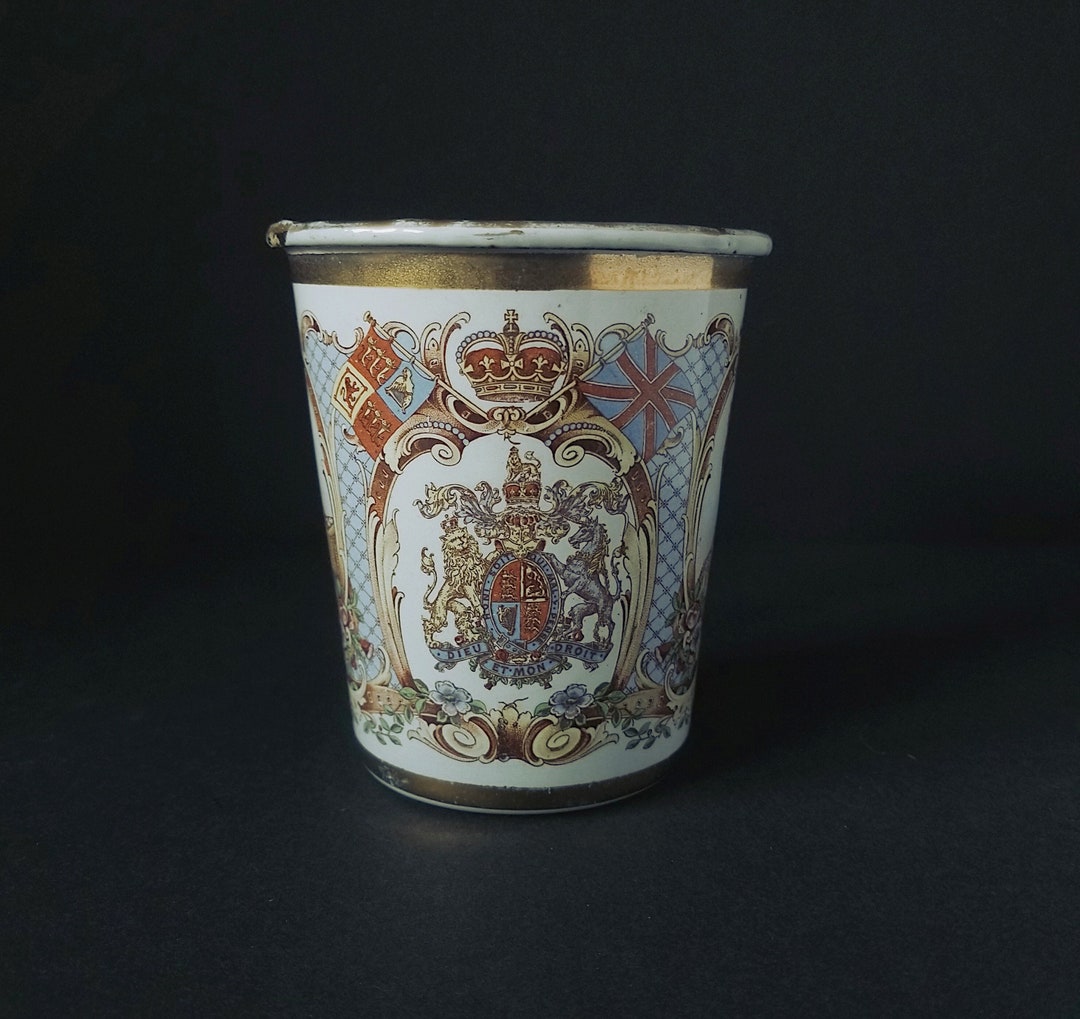 Antique Enamel Beaker, George V Coronation 191, Enamel Tumbler, Antique ...