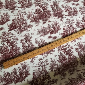 Toile Fabric, Burgundy Toile, Reddish Brown Toile Fabric, French Toile ...