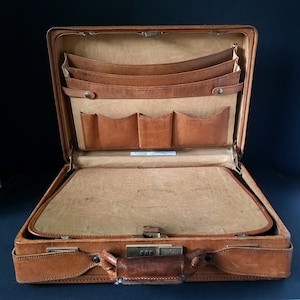 Vintage Hartmann Briefcase, Belting Leather Hard Briefcase, Combination ...