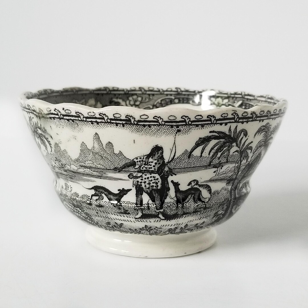 Antique English Teacup, Sipper Cup, Mulberry Black Transferware Cup - Etsy