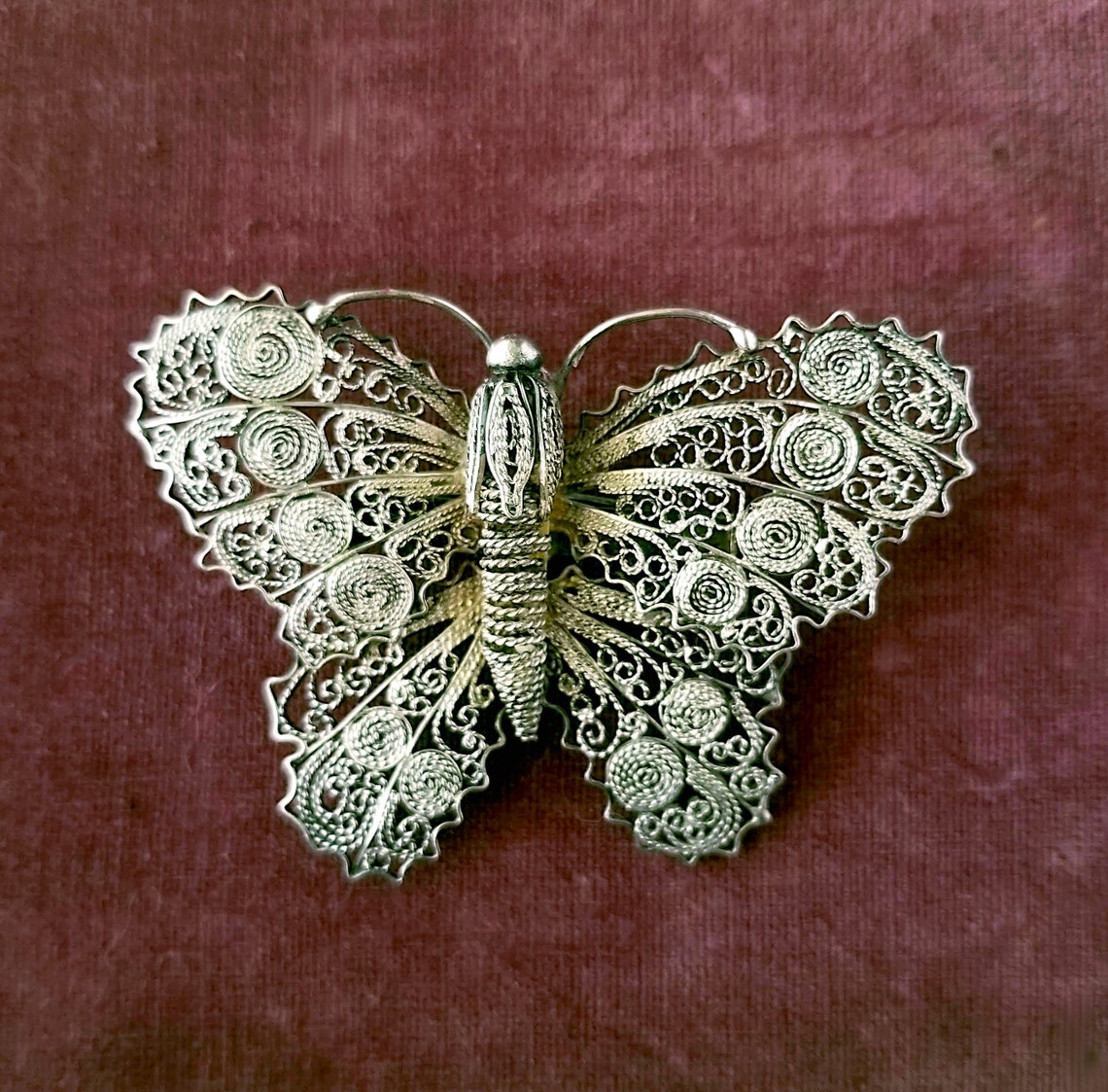 Silver Filigree Butterfly Brooch Vintage Silver Butterfly Pin - Etsy