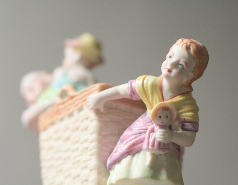 Porcelain Figurine, Children Playing With a Basket Nursery Decor - Etsy