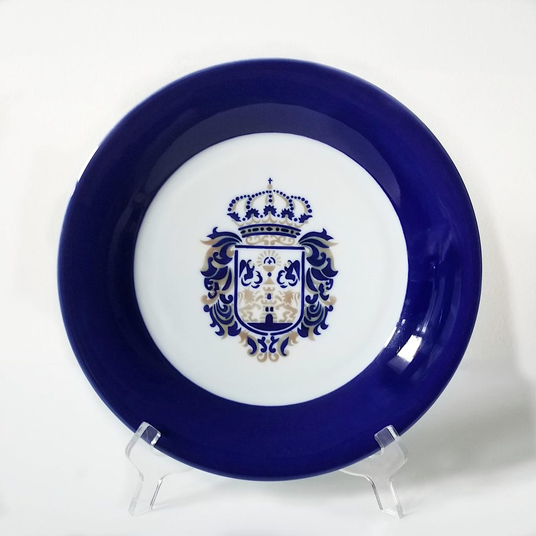 Heraldic Sargadelos Porcelain Plate, Spain, Coat of Arms Plate, Cobalt ...