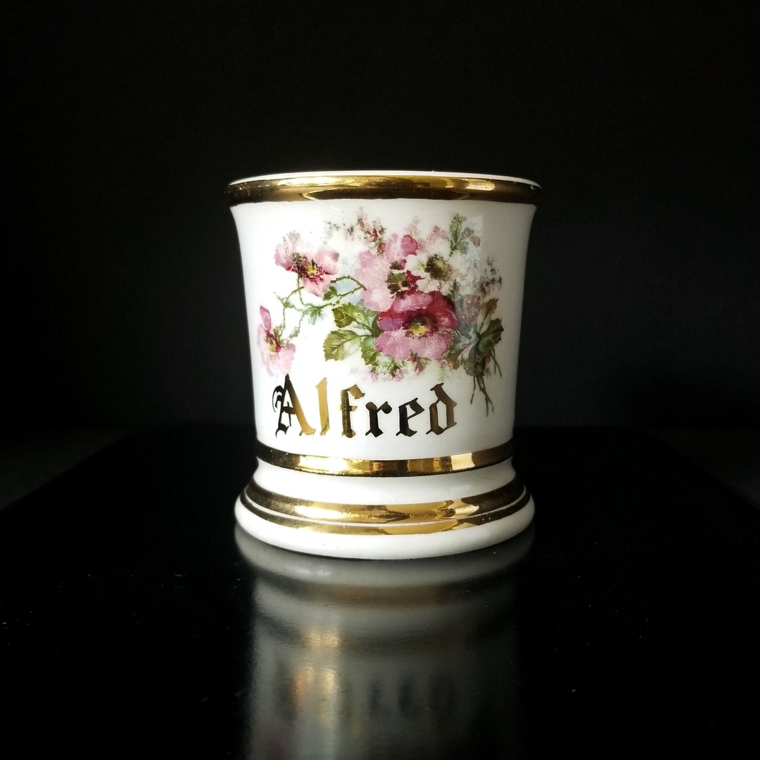 Antique Shaving Mug, Antique Barber Mug, Alfred, Personalized Barber ...
