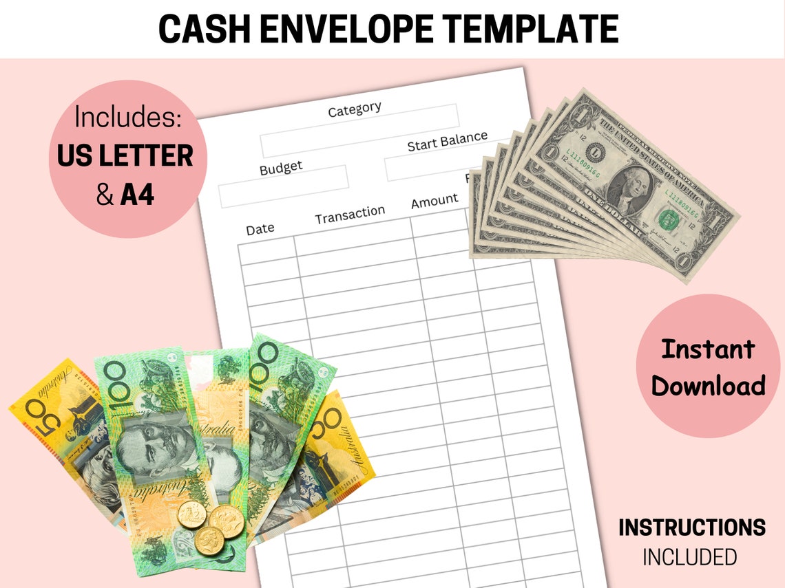 Cash Envelope Template, Envelope Challenge Printable , Printable ...