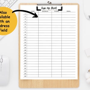 Editable Sign up Sheet Template, Printable Sign up Template, Editable ...
