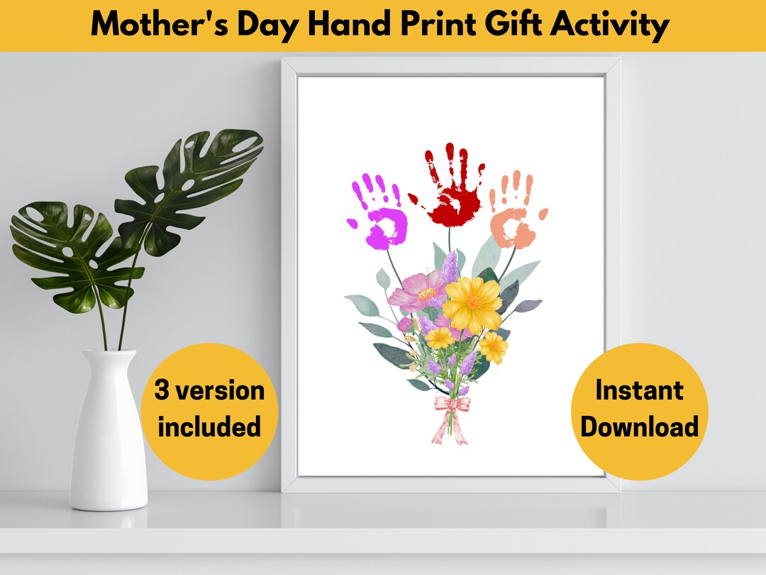 Mothers Day Handprint Activity, Art Print Floral Hand Print, Garden ...
