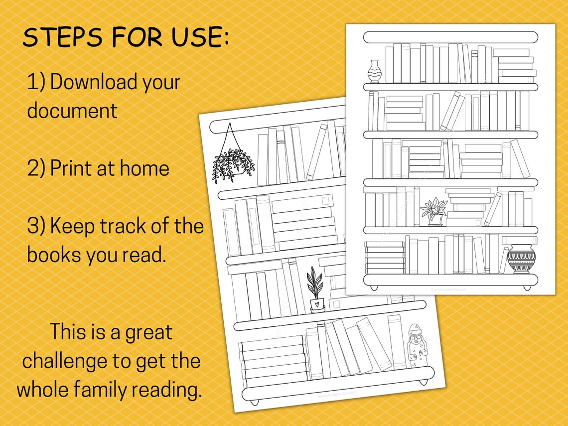 Reading Challenge Tracker, Printable Reading Record, Bookshelf Tracker ...