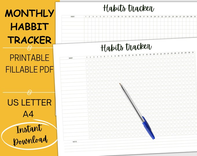 Monthly Habit Tracker Printable Circular, Routine Checklist, Habit ...