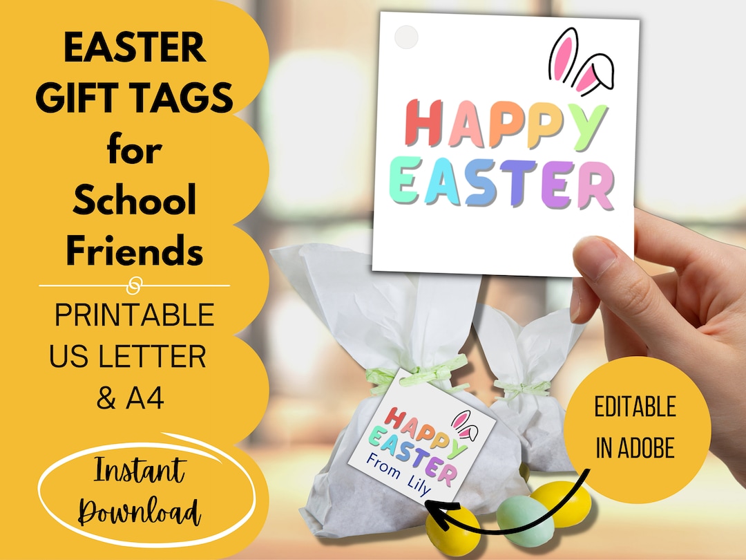 Easter Gift Tags for School Friends, Easter Gift Tags, Gift Tags for ...
