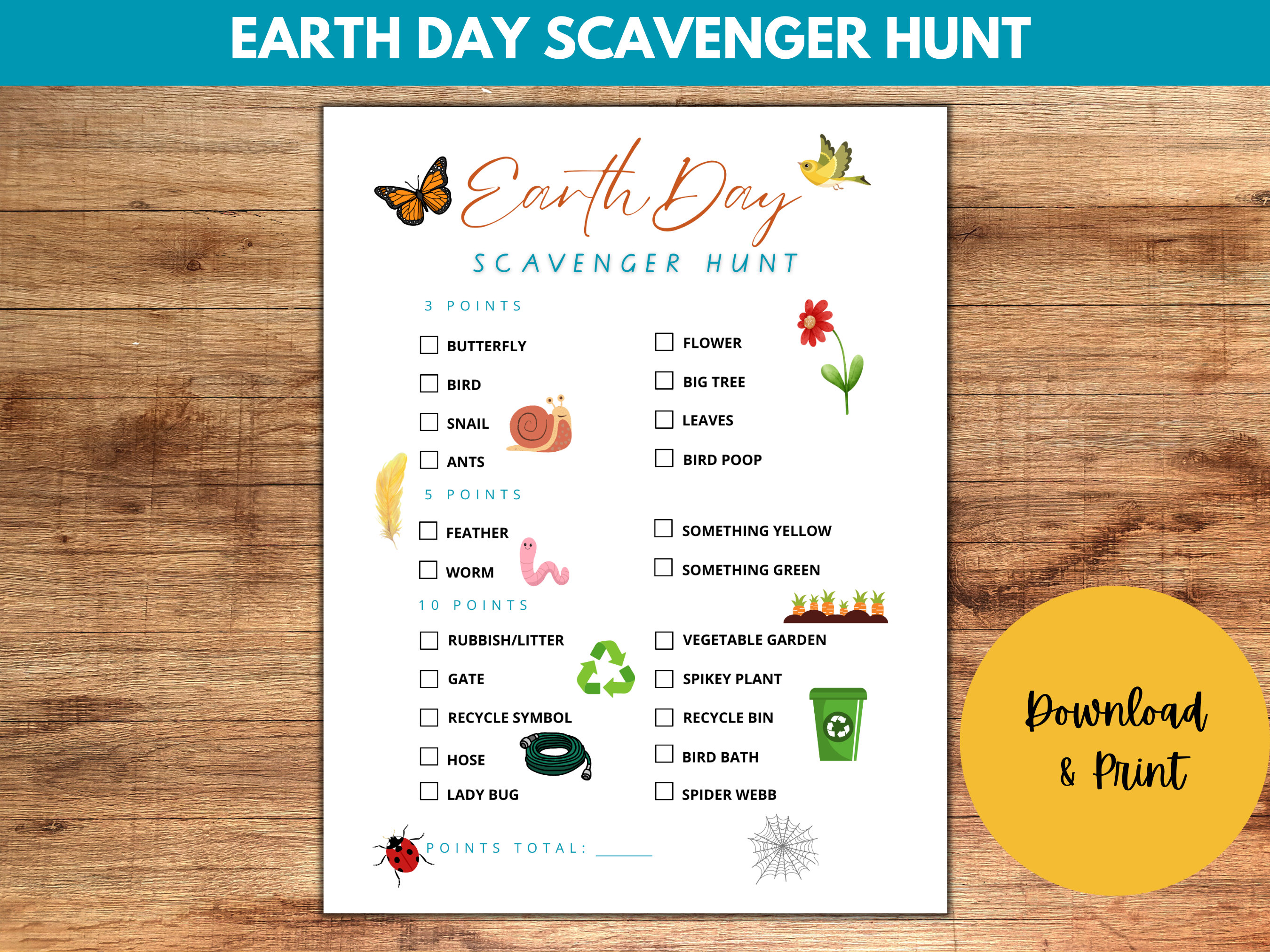 Earth Day Scavenger Hunt, Kids Earth Day Game, Earth Day Activity ...