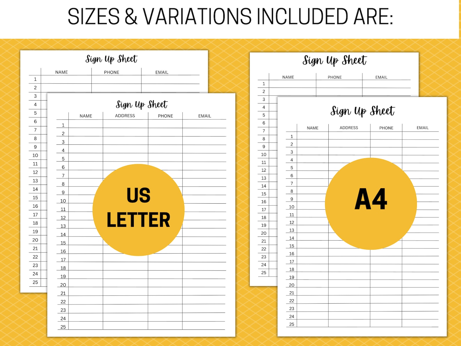 Editable Sign up Sheet Template, Printable Sign up Template, Editable ...