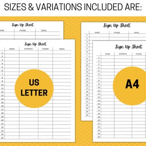 Editable Sign up Sheet Template, Printable Sign up Template, Editable ...