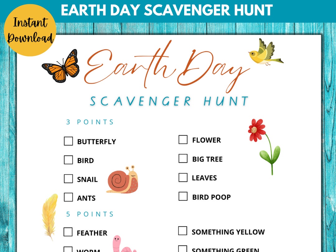 Earth Day Scavenger Hunt, Kids Earth Day Game, Earth Day Activity ...