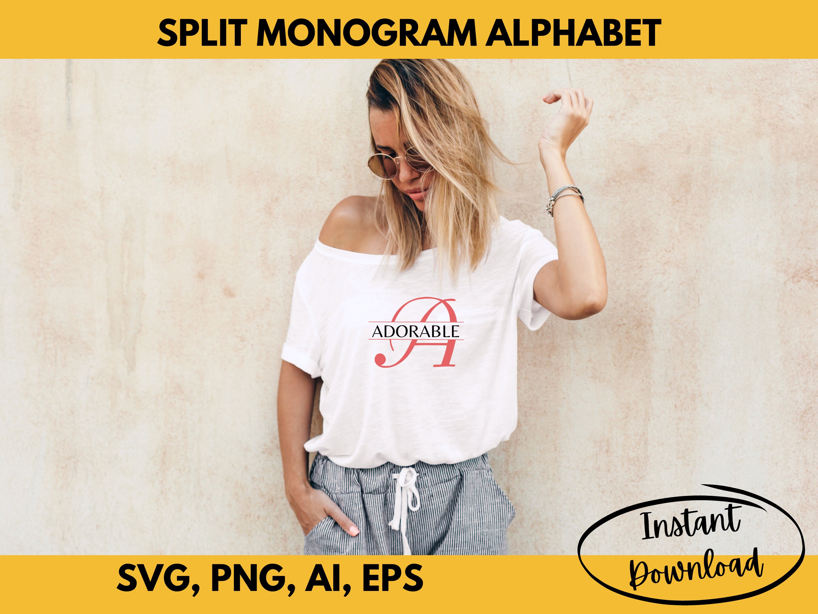 Split Monogram Alphabet SVG, Split Letter Monogram SVG, Cut File for ...