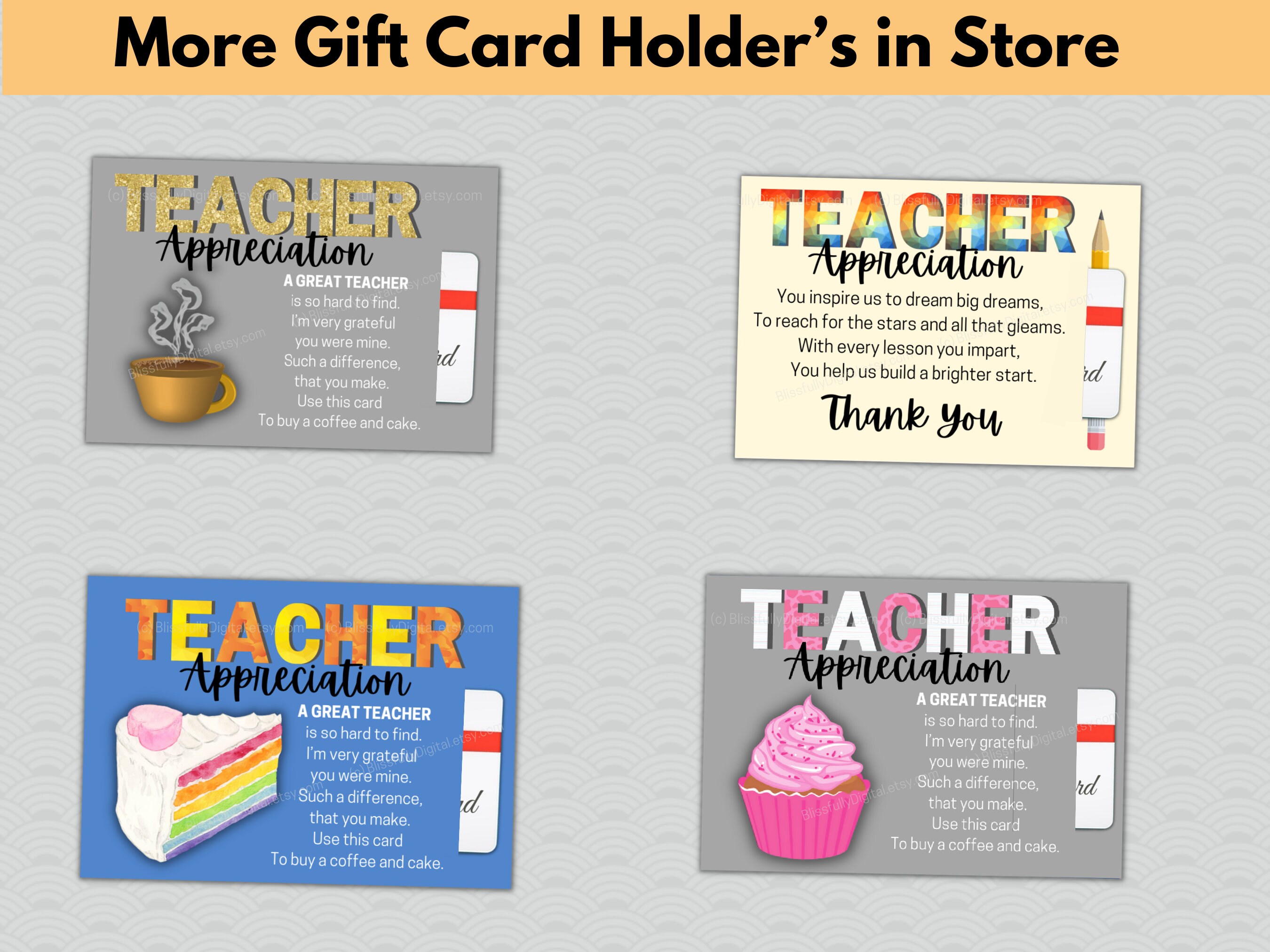 Teacher Appreciation Week, Teacher Gift Card Holder, Teacher Thank You ...