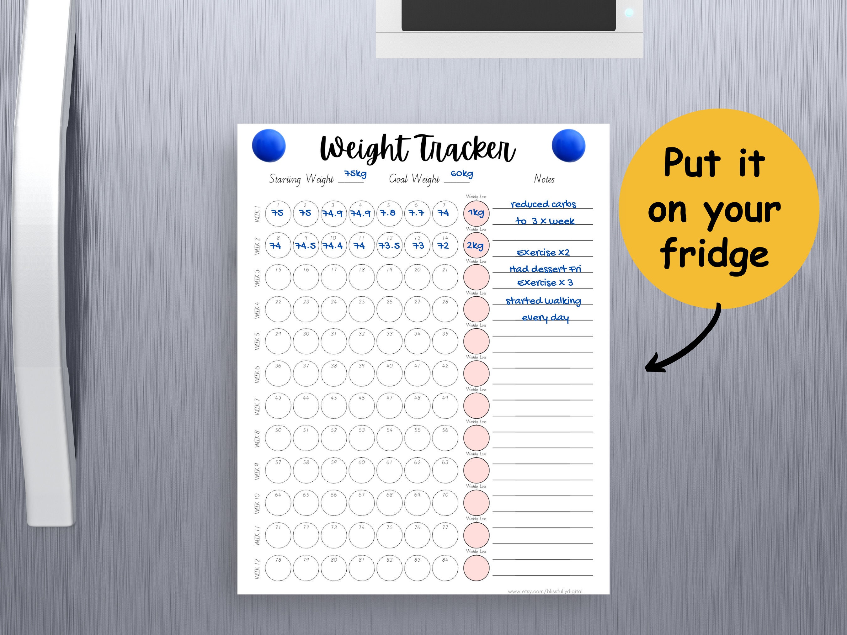 Printable Weight Loss Tracker, Weight Tracker, Weight Worksheet ...