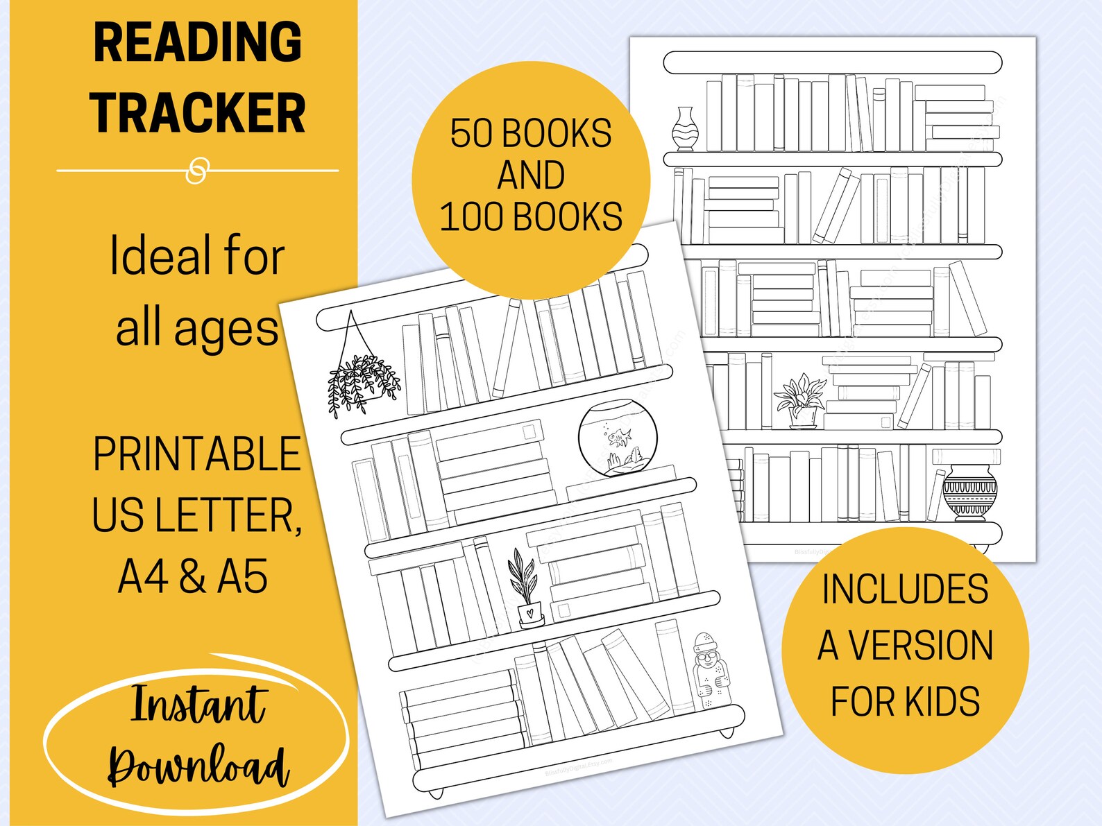 Reading Challenge Tracker, Printable Reading Record, Bookshelf Tracker ...