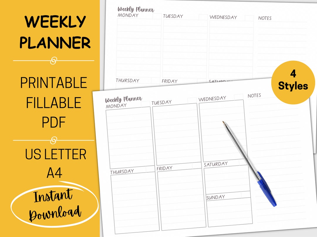 Weekly Planner Printable to Do List, Printable Weekly Planner, Week at ...