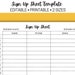 Editable Sign up Sheet Template, Printable Sign up Template, Editable ...