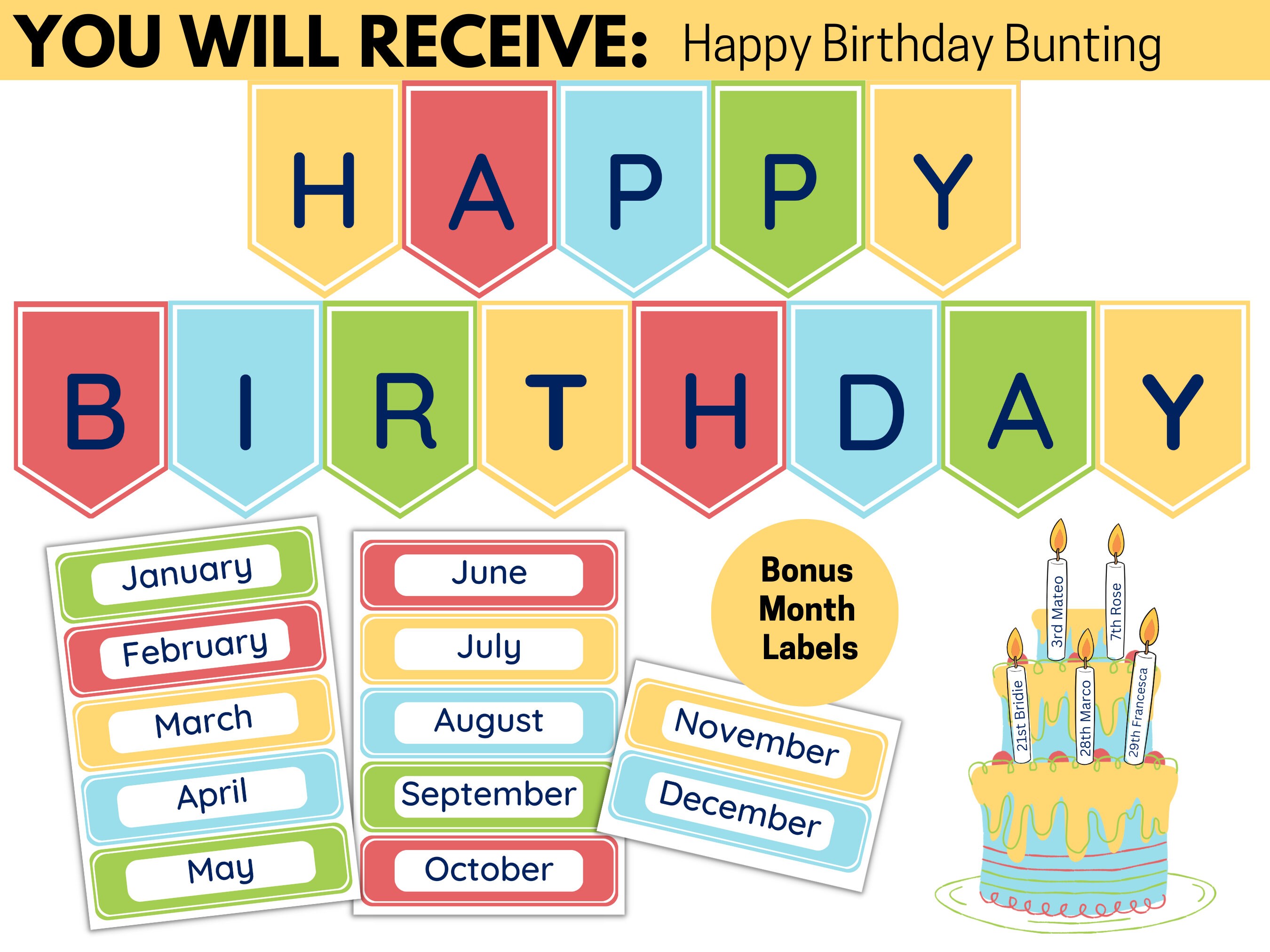 Cake Classroom Birthday Display Wall, Class Birthday Wall, Birthday ...