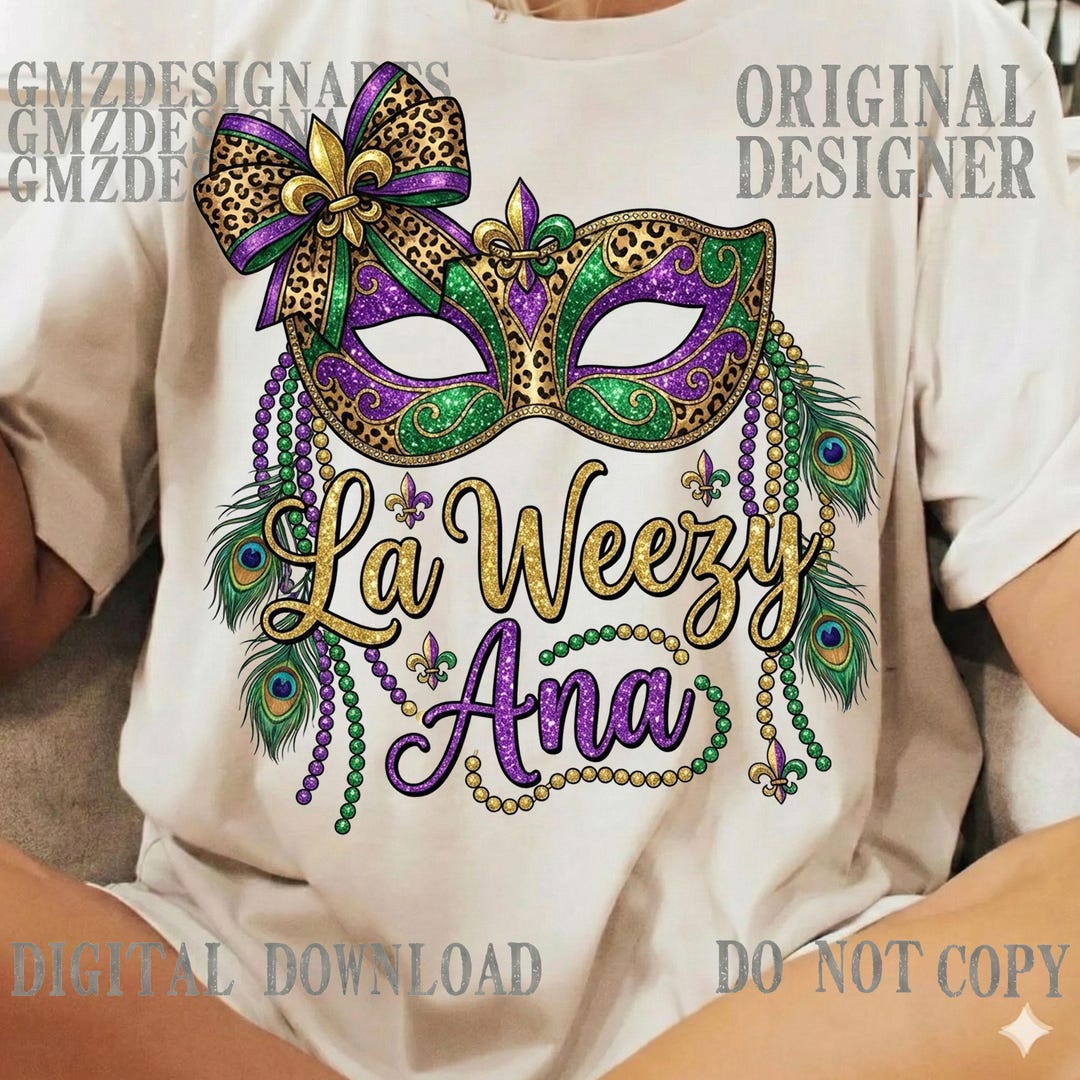 La Weezy Ana Mardi Gras Mask PNG, Louisiana Design (digital Download ...