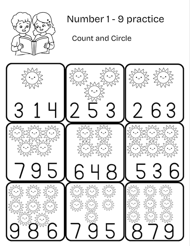 Count and Circle Number Worksheet | Preschool Kindergarten Math ...