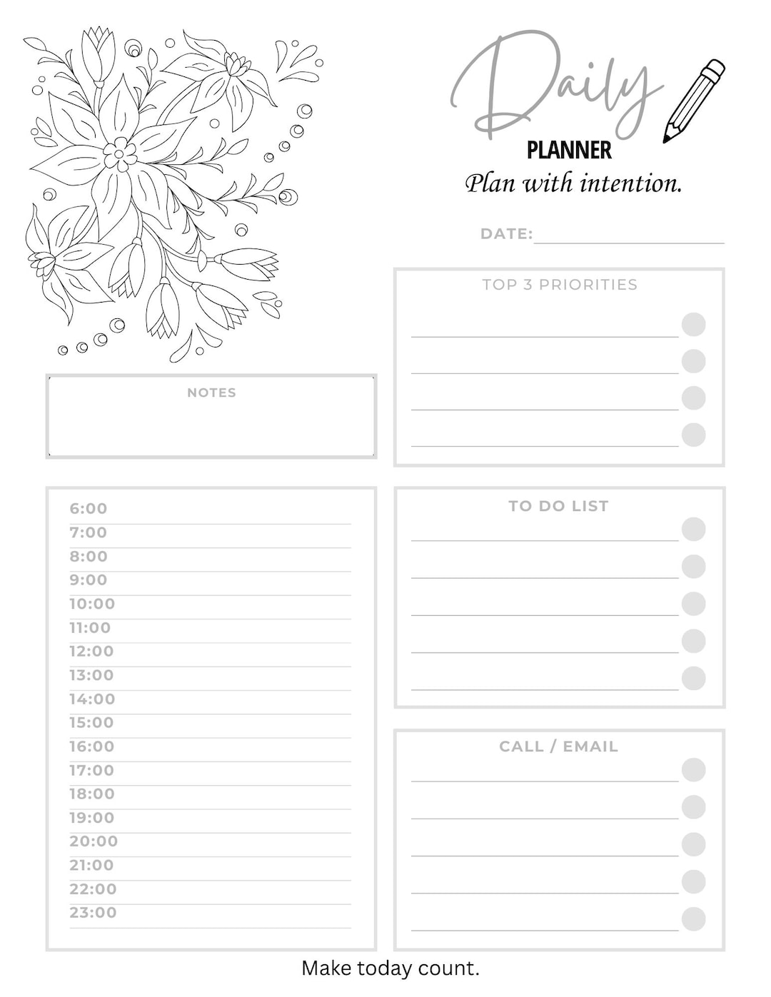 Minimalist Daily Planner Printable - Etsy
