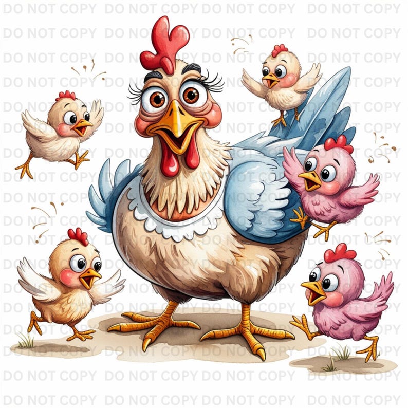 Farm Chicken Mama Baby Clipart Bundle – Watercolor Graphics (digital ...