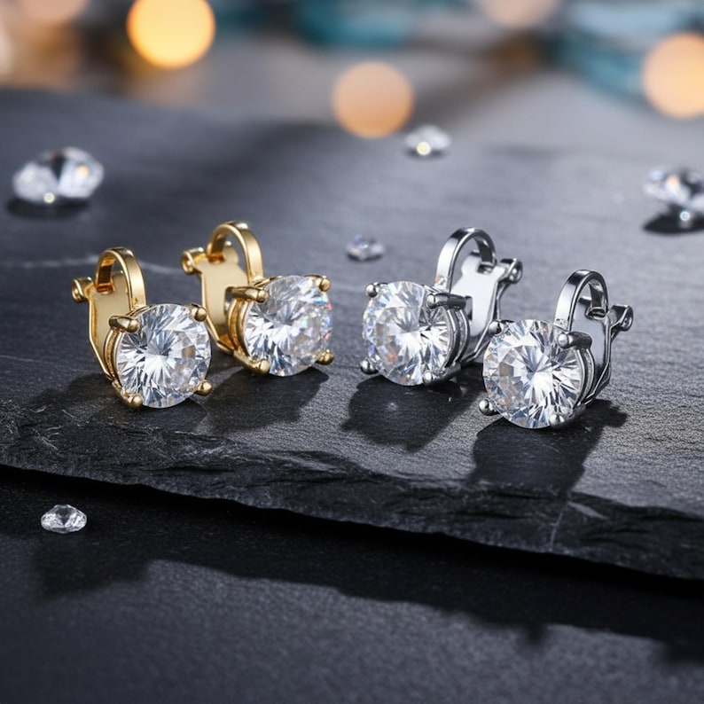 Dainty Clip on Earrings for Non-pierced Ears / Gold or Silver Finish ...