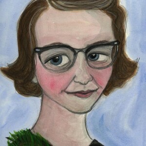 Flannery O'connor Art Print, Literary Portrait (6x8) Southern Gothic ...