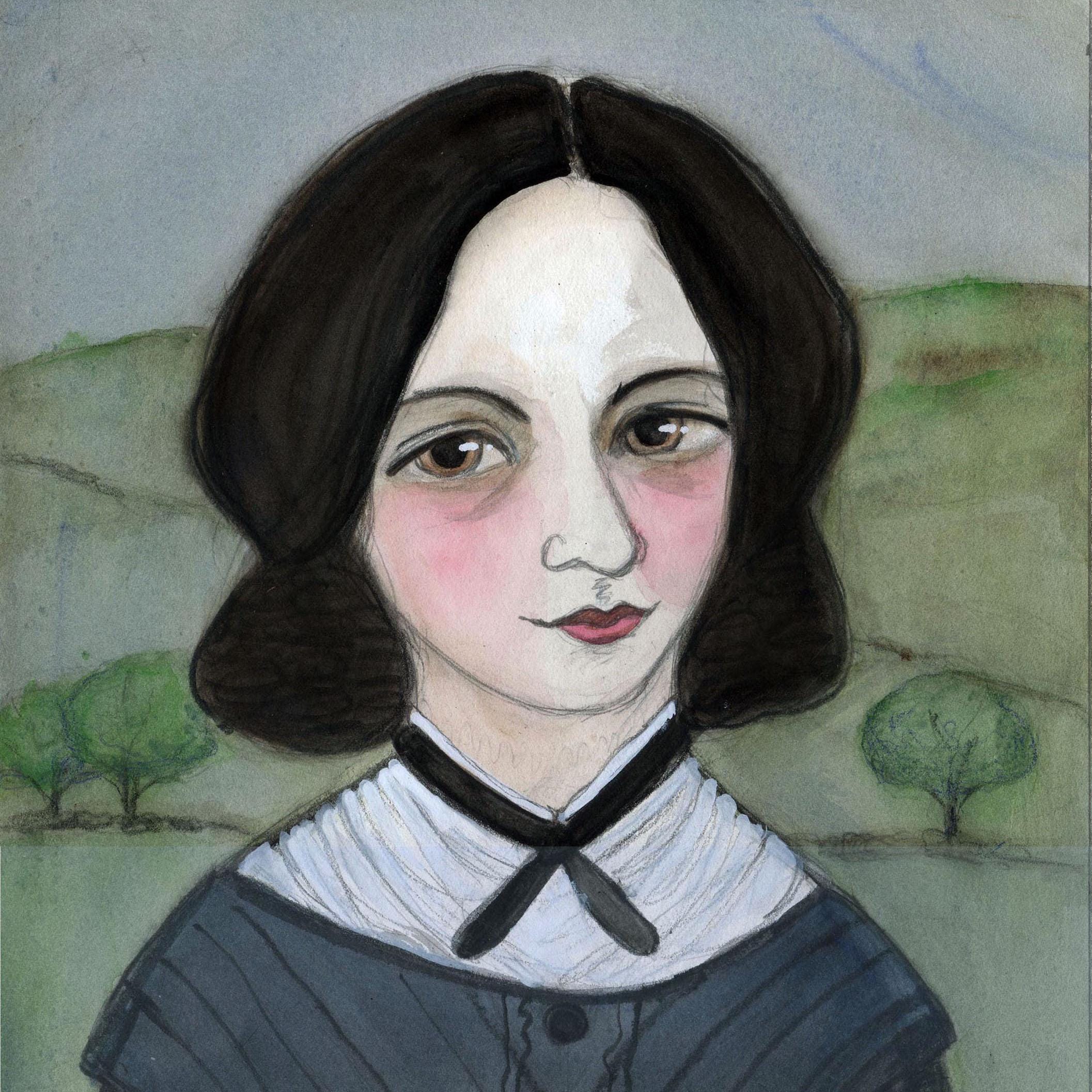 Emily Bronte Victorian Portrait Art Print, Wuthering Heights Author ...