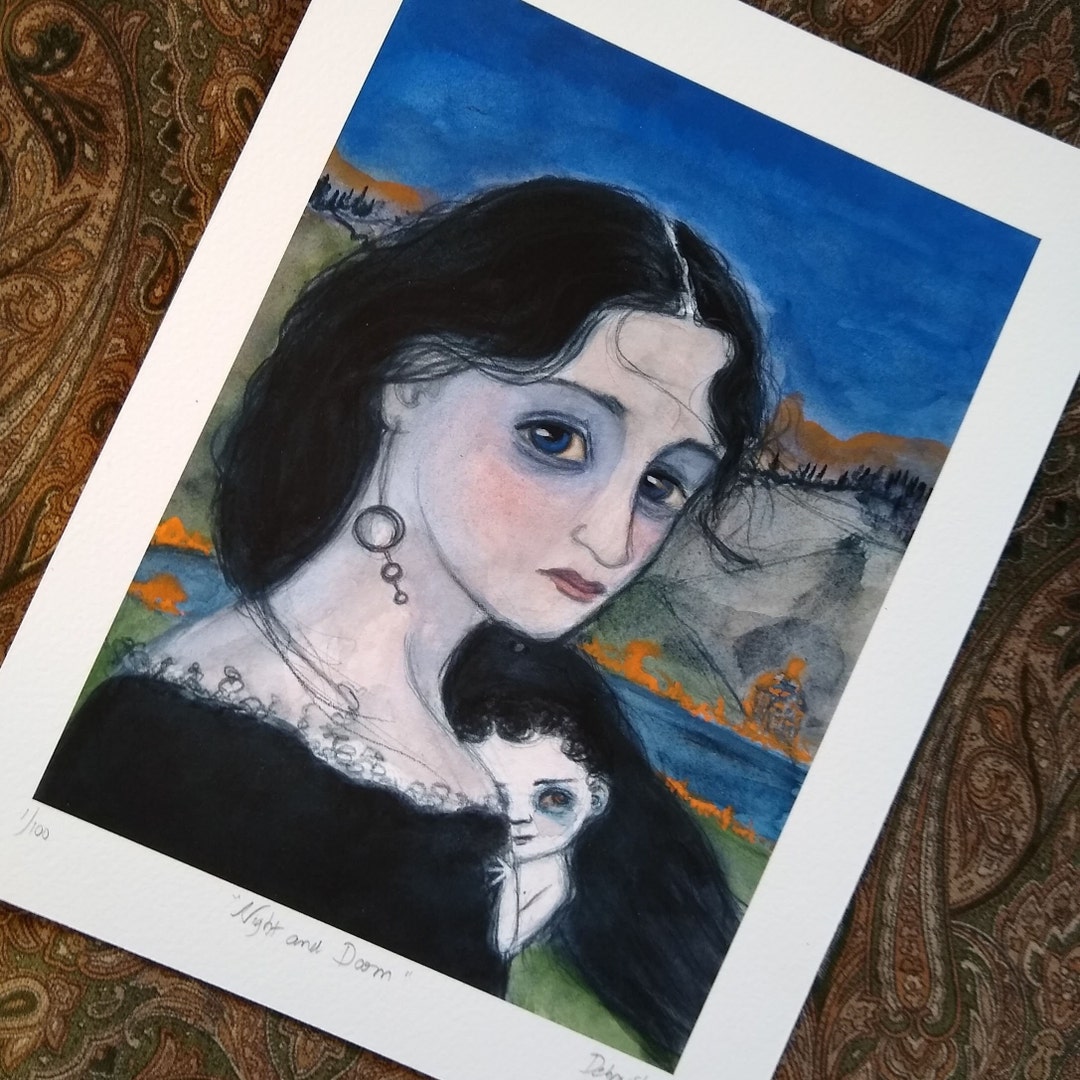 Nyx and Moros Portrait, Greek Goddess of the Night Art Print, Mother ...