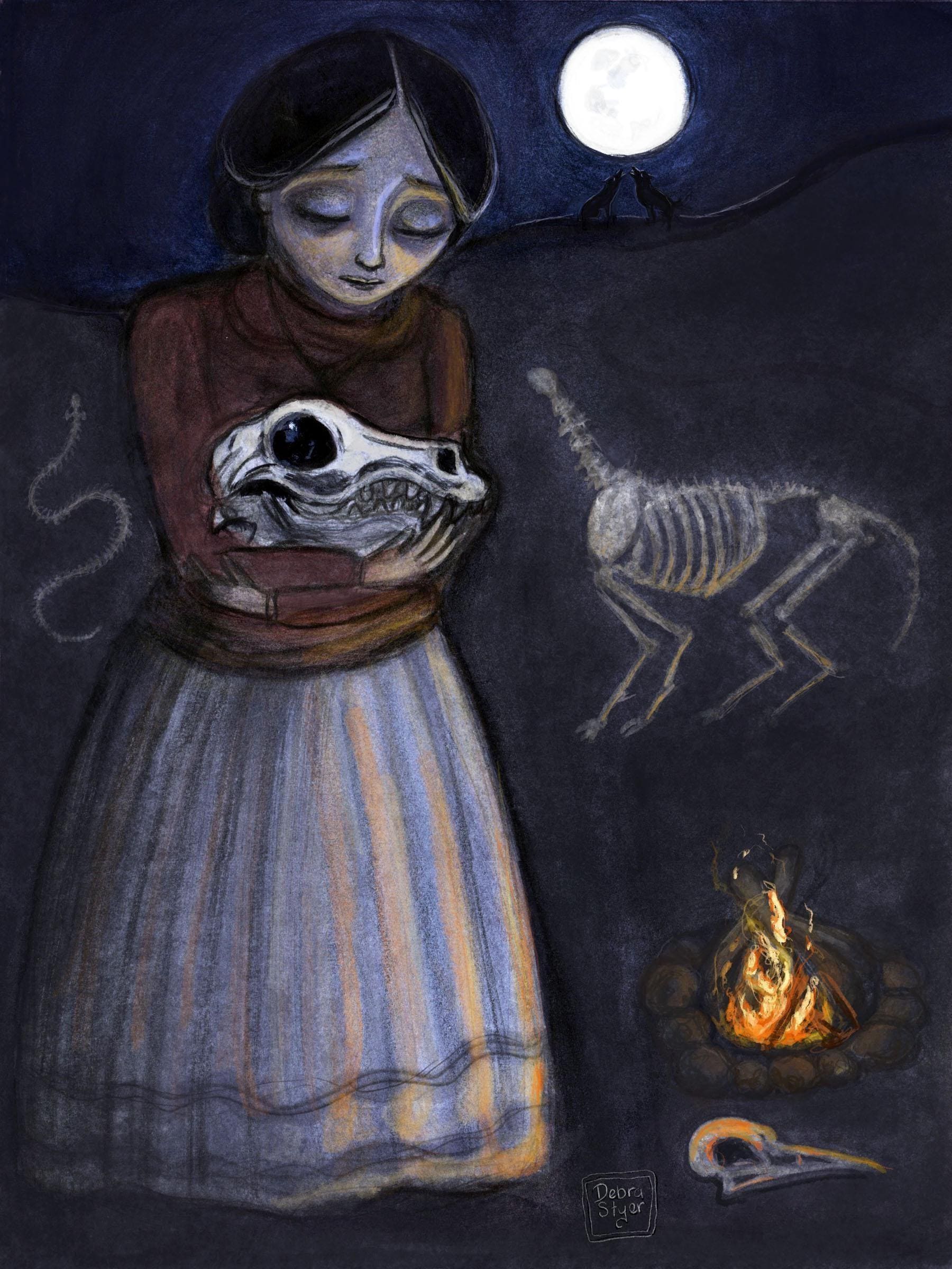 La Loba Art Print: Mexican Folktale Illustration - Bone Woman Legend ...