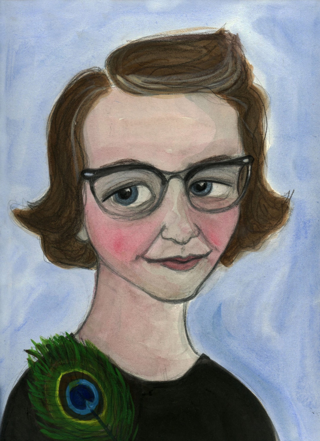 Flannery O'connor Art Print, Literary Portrait 6x8 Southern Gothic ...
